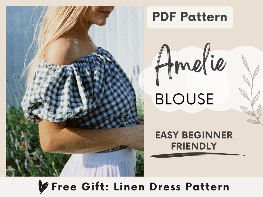 Puff Sleeve Sewing PDF Pattern Top Blouse Womans Digital Pattern off ...