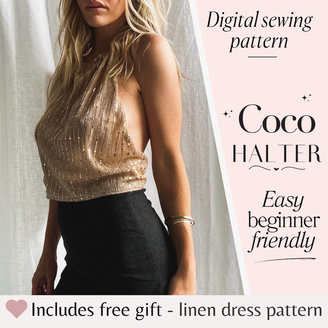 Halter Top Women's PDF Sewing Pattern, Easy Beginner Sewing Pattern ...