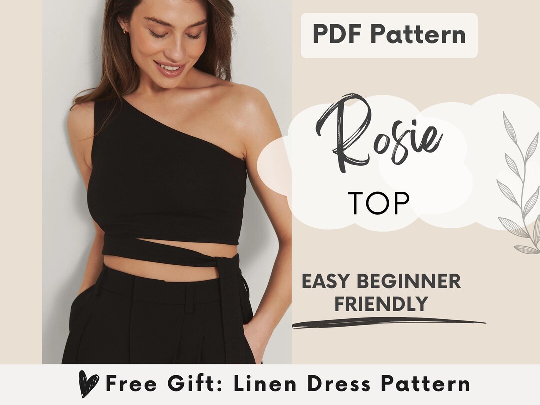 One Shoulder Top Women's PDF Sewing Pattern Reversible - Etsy