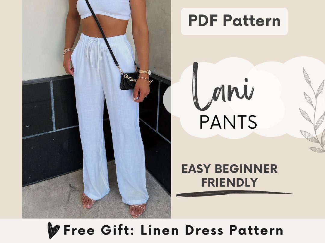 Pants Sewing Pattern PDF, Easy Sewing Pattern for Women's Linen Pants ...