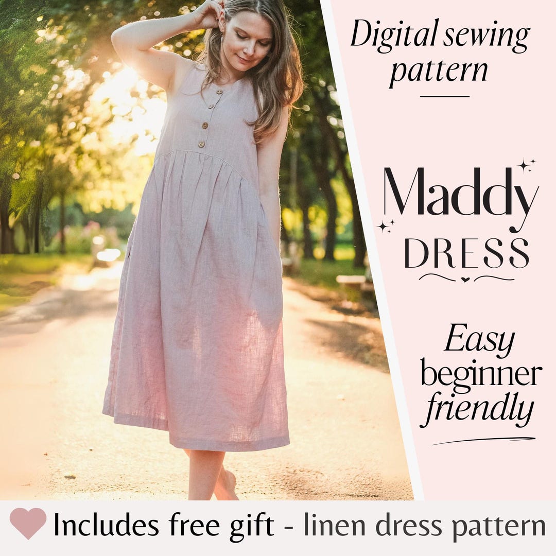 Women's Dress Sewing Pattern, Linen Dress PDF Pattern, Ruffle Babydoll ...