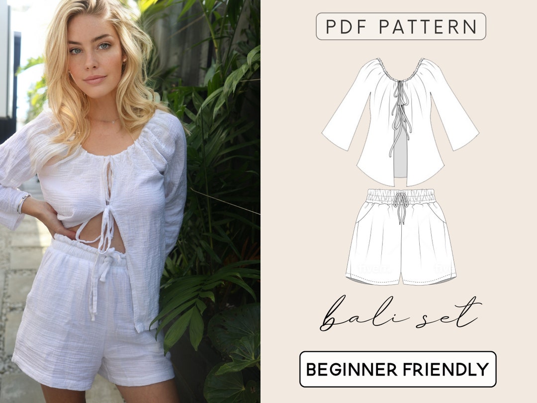 Women's Blouse and Shorts Sewing Pattern Two Piece Set / - Etsy