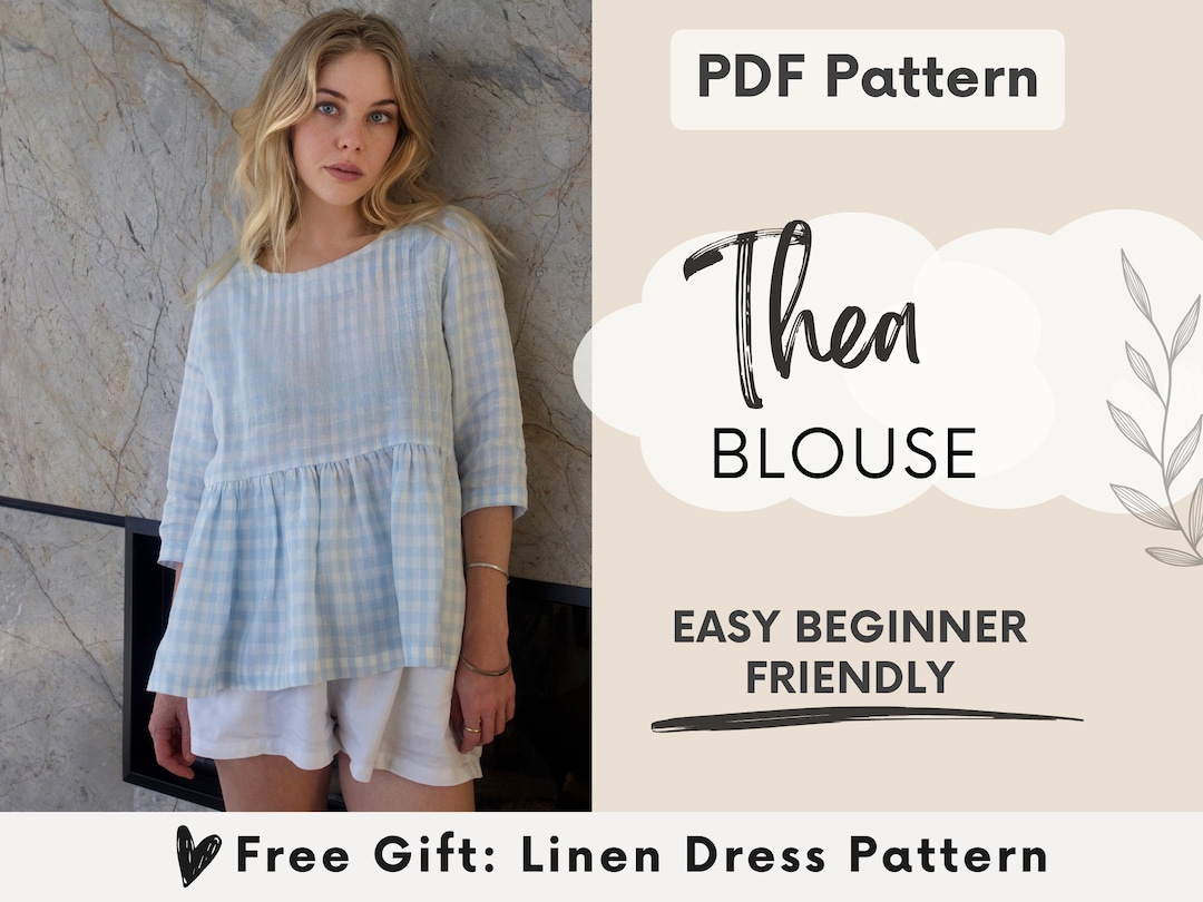 Women's Linen Blouse Sewing Pattern Linen Tunic Top Easy Beginner ...