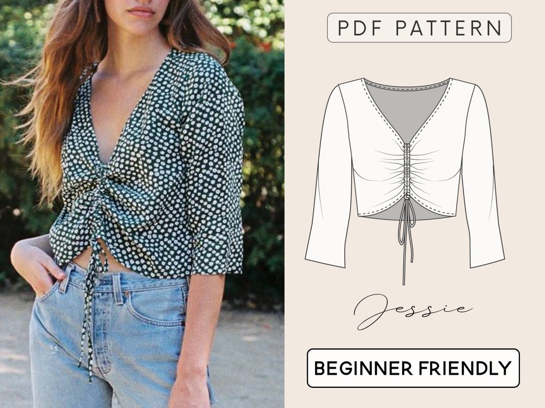Drawstring Ruched Top Sewing Pattern PDF Women's Blouse - Etsy