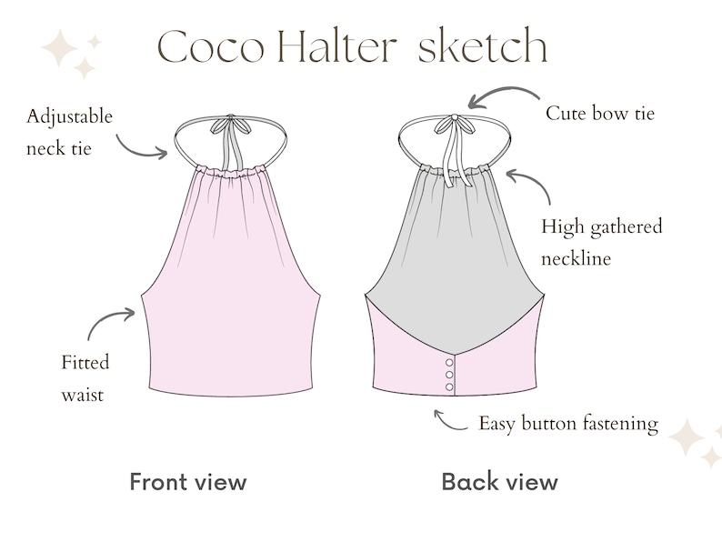 Halter Top Women's PDF Sewing Pattern, Easy Beginner Sewing Pattern ...