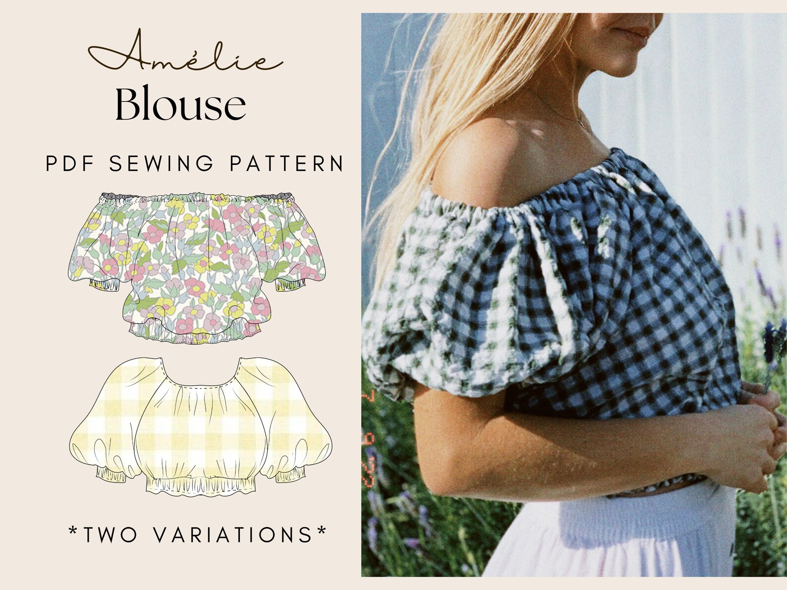 Puff Sleeve Sewing PDF Pattern Top Blouse Womans Digital - Etsy