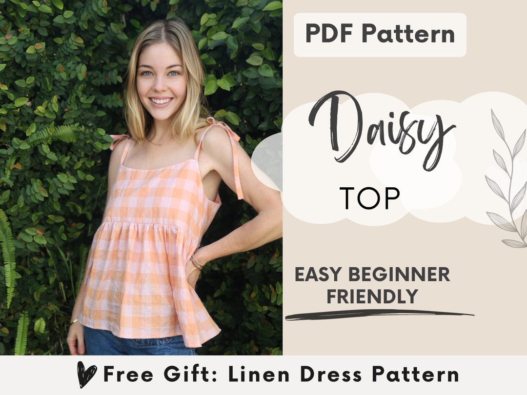 Women's Linen Blouse Sewing Pattern Spaghetti Strap Top Easy Beginner ...