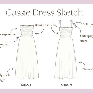 Shirred Frill Dress Pdf Sewing Pattern / Easy Spaghetti Strap Dress ...