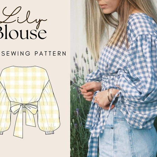 Puff Sleeve Sewing PDF Pattern Top Blouse Womans Digital - Etsy