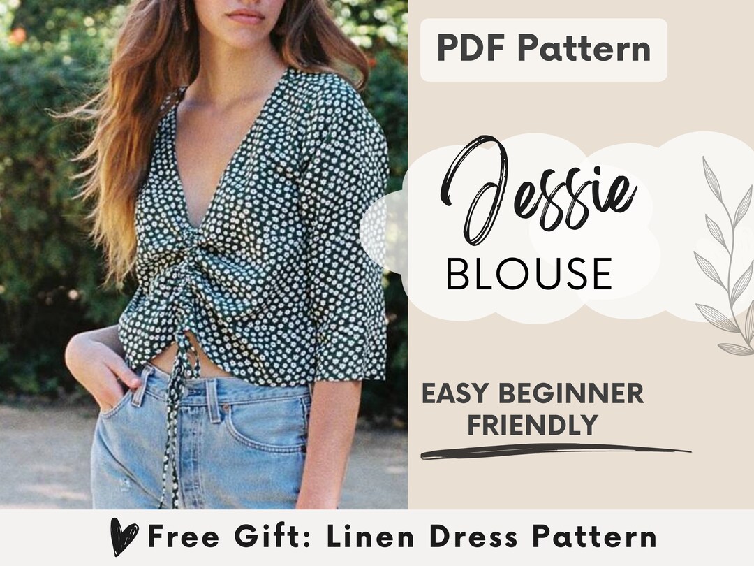 Drawstring Ruched Top Sewing Pattern PDF Women's Blouse - Etsy