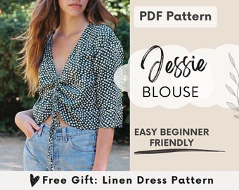 Tied up Top Women's PDF Sewing Pattern Tie Front - Etsy