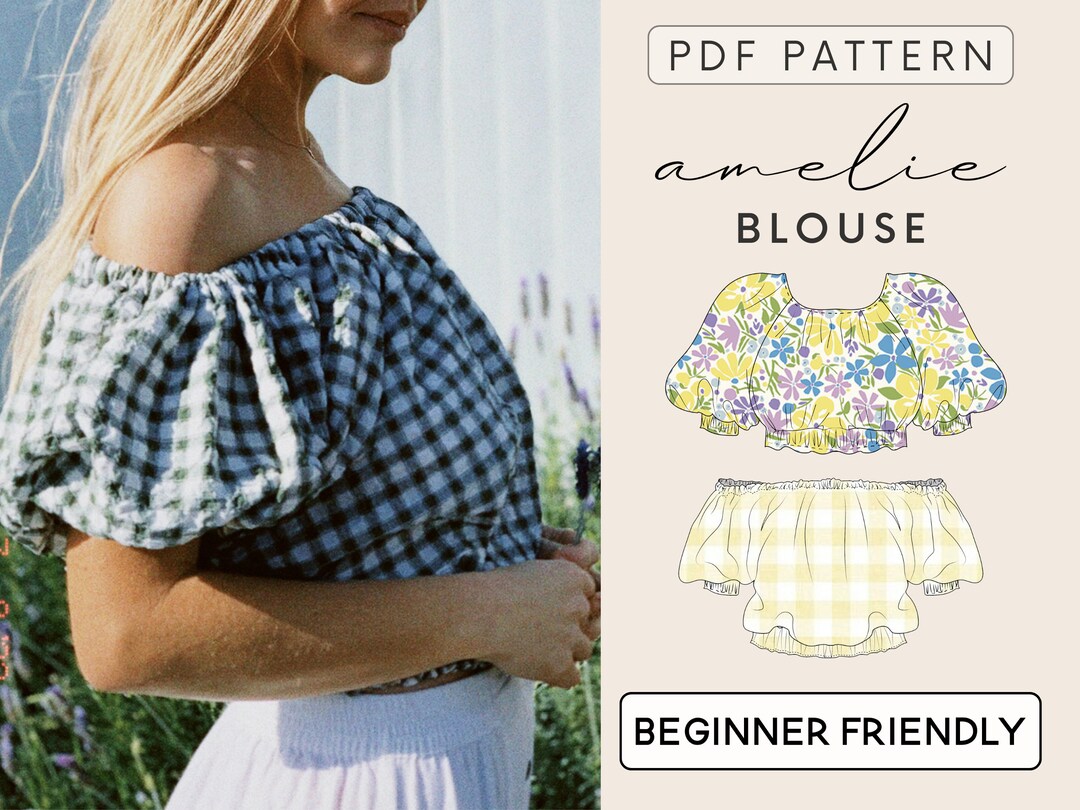 Puff Sleeve Sewing PDF Pattern Top Blouse Womans Digital - Etsy