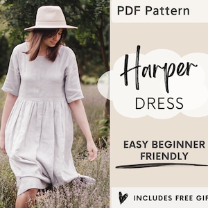 Women's Linen Dress Sewing Pattern, Dress PDF Pattern, Babydoll Dress Style, Milkmaid Boho Dress ...