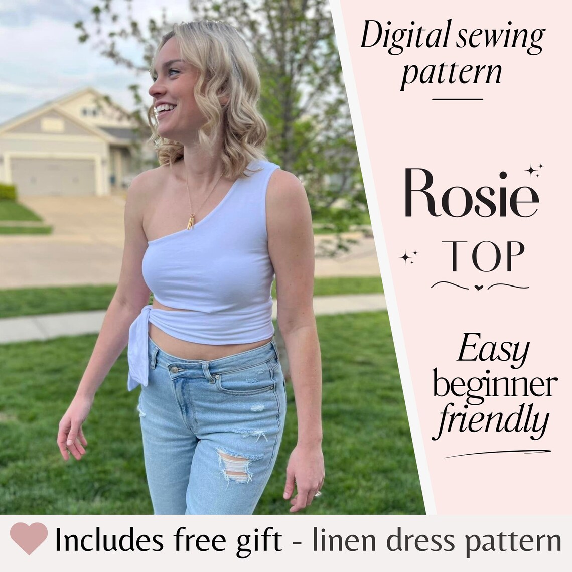 One Shoulder Top Women's PDF Sewing Pattern | Reversible Tank Top ...