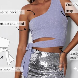 One Shoulder Top Women's PDF Sewing Pattern Reversible - Etsy