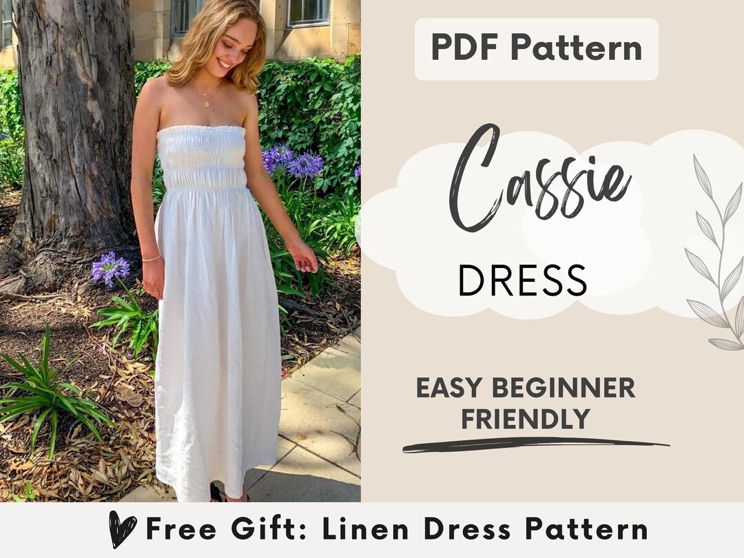 Shirred Frill Dress Pdf Sewing Pattern / Easy Spaghetti Strap Dress ...