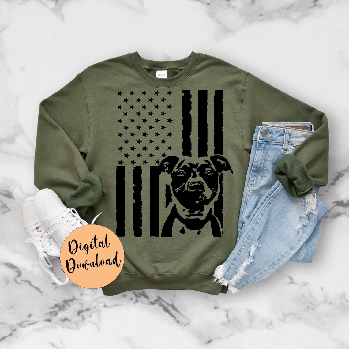 Pitbull American Flag SVG/PNG Digital Download - Etsy