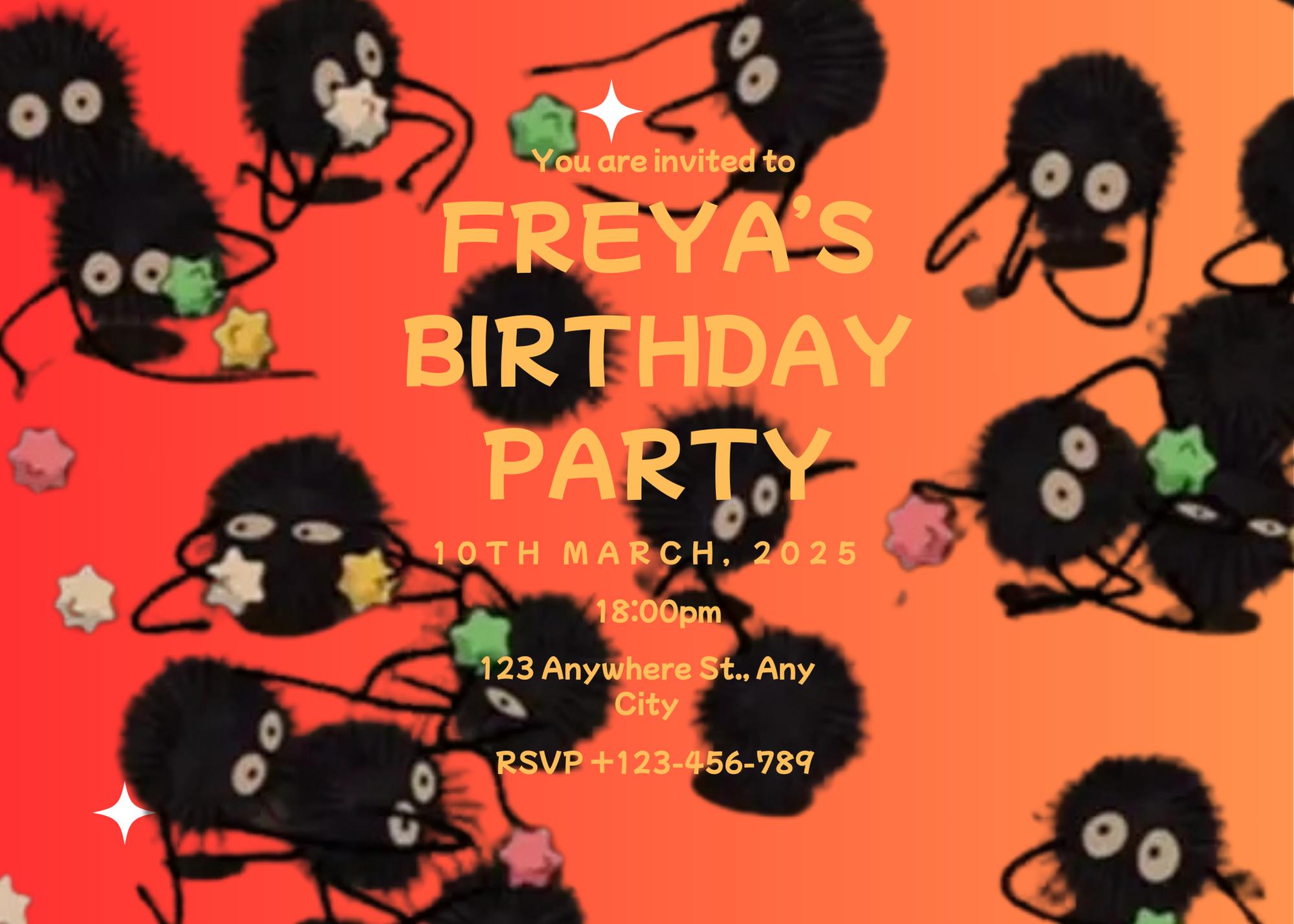 Studio Ghibli Soot Sprite Party Invitation Digital Download Editable ...