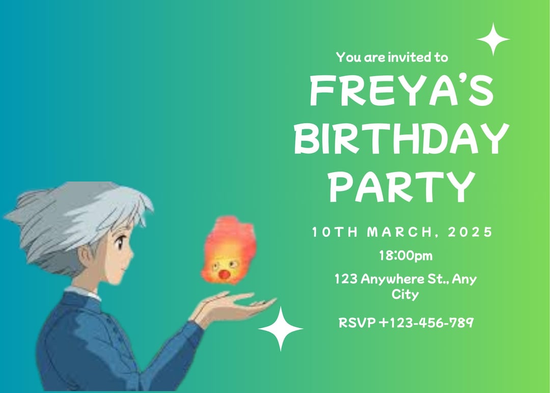 Howl’s Moving Castle Party Invitation Digital Download Editable ...