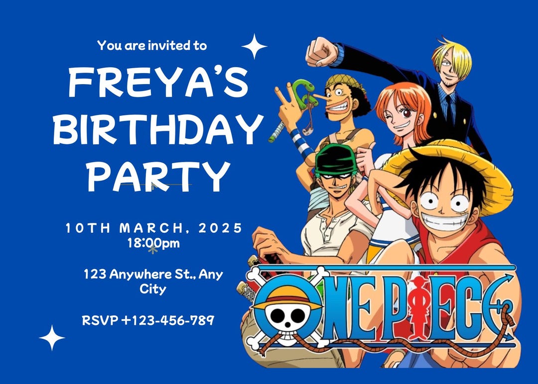 One Piece Party Invitation Digital Download Editable Template - Etsy