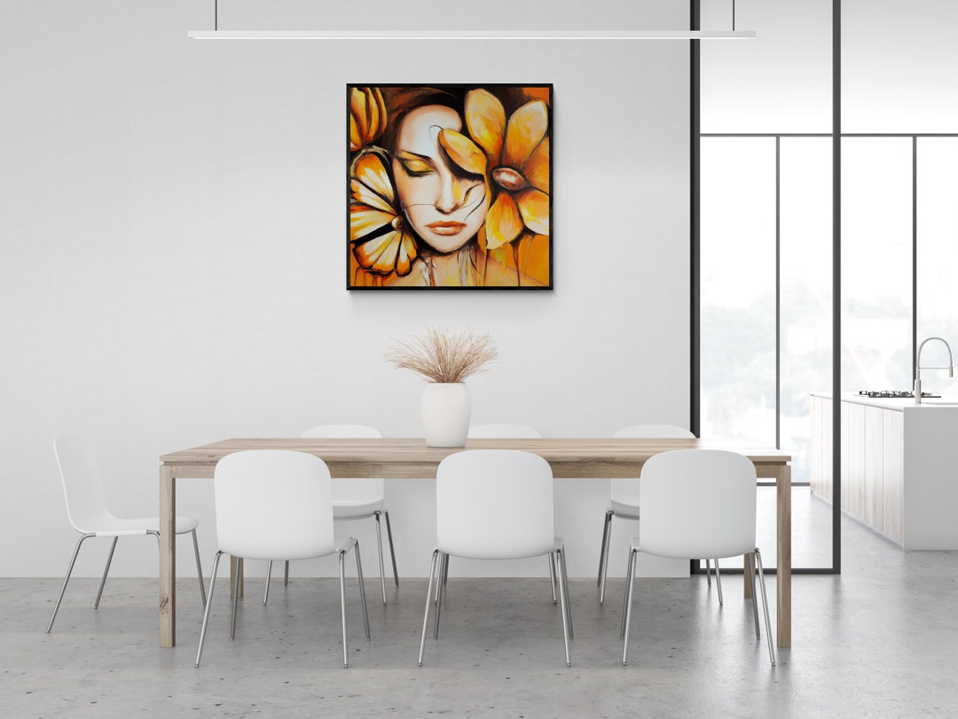 Surreal Art Print Surrealism Floral Wall Art Canvas Tranquil Warm Wall ...