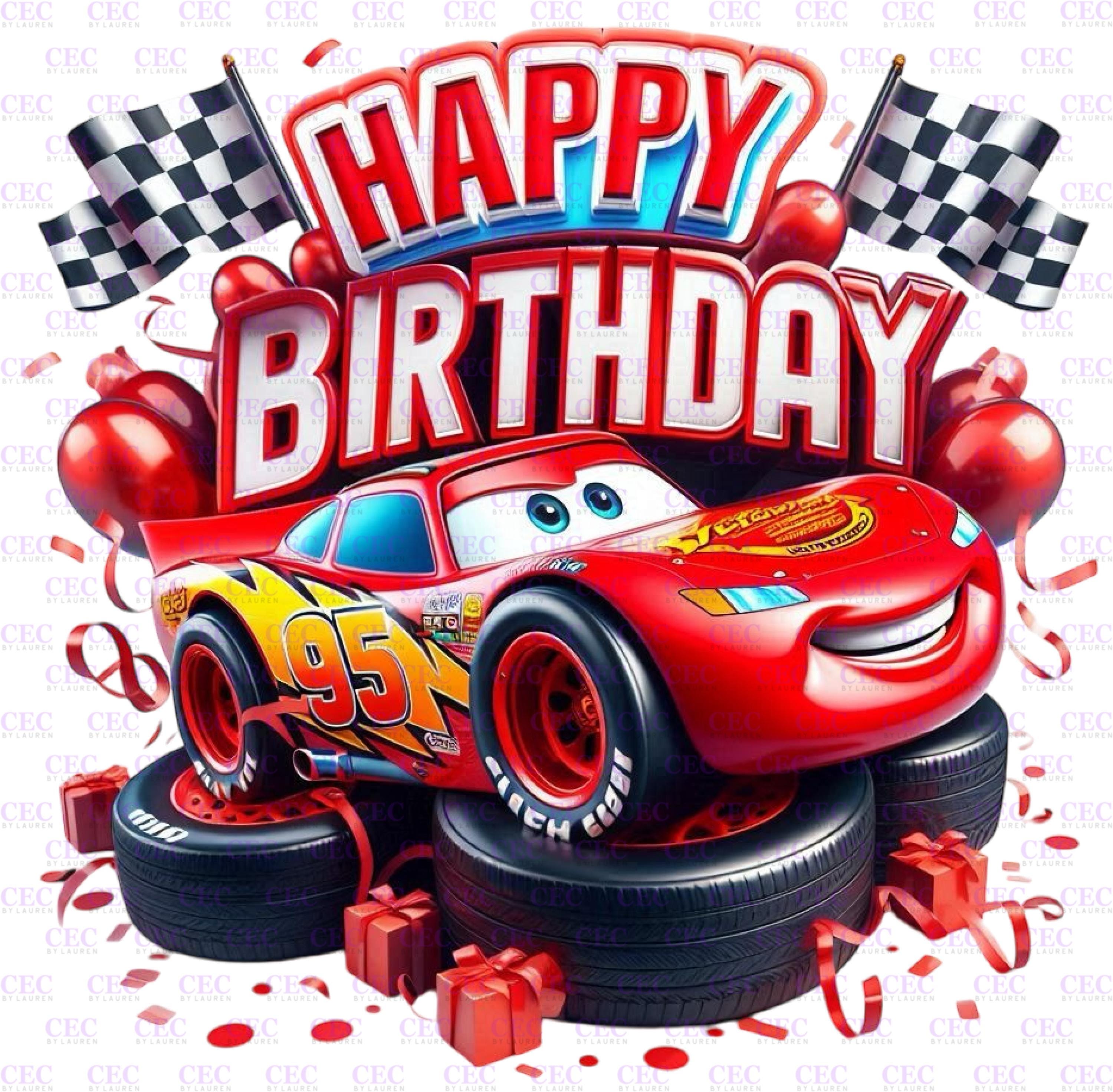 Lightning Mcqueen Birthday PNG: Cars T-shirt Sublimation Print (digital ...
