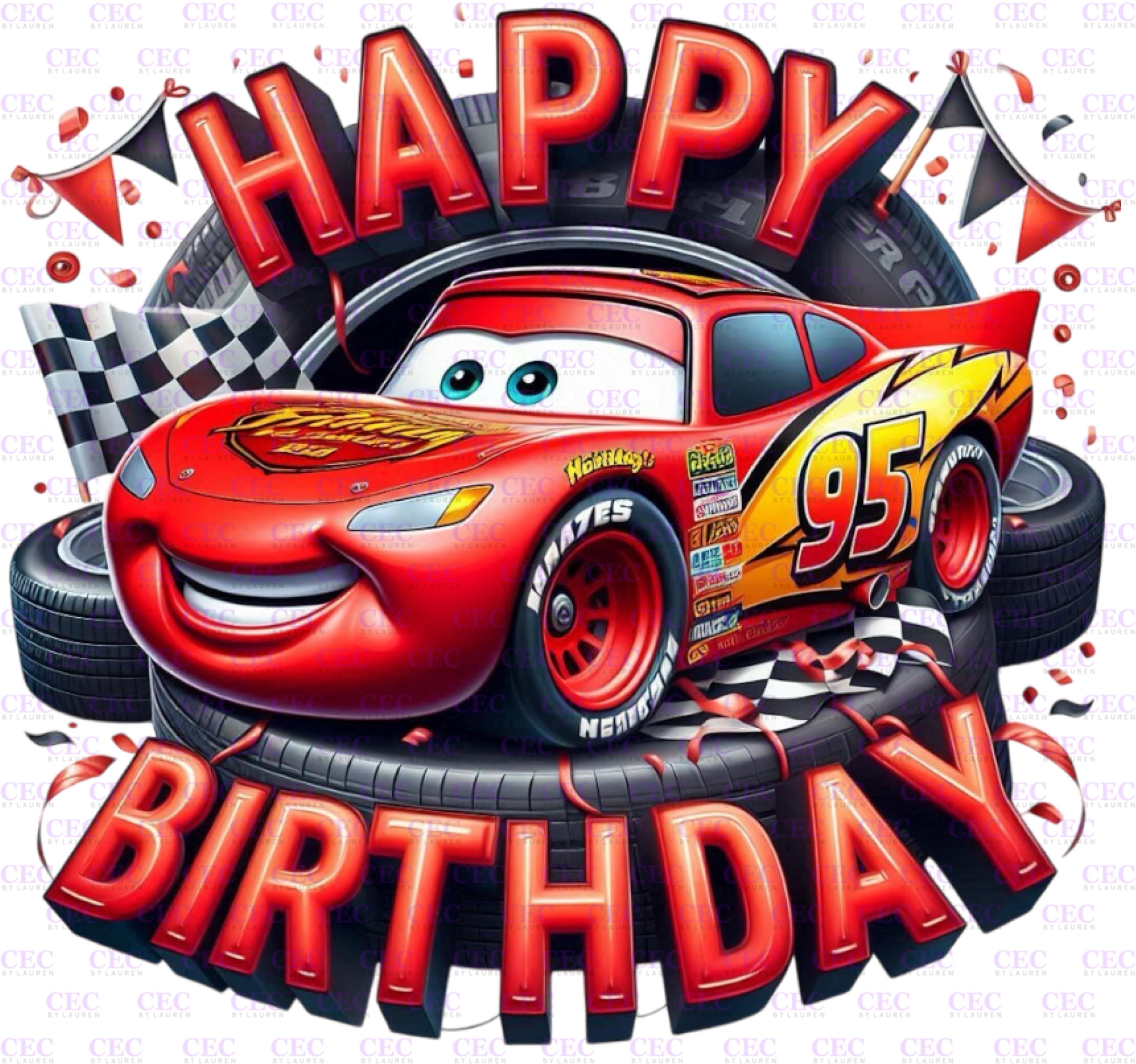 Lightning Mcqueen Birthday PNG: Cars Sublimation Design (digital ...