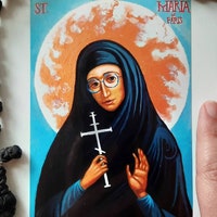 Saint Angelina of Serbia - Holy Card - Icon on Handmade Wooden Plaque ...
