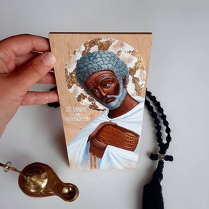 St Moses the Ethiopian Hand-painted Icon - Made to Order - Modern ...