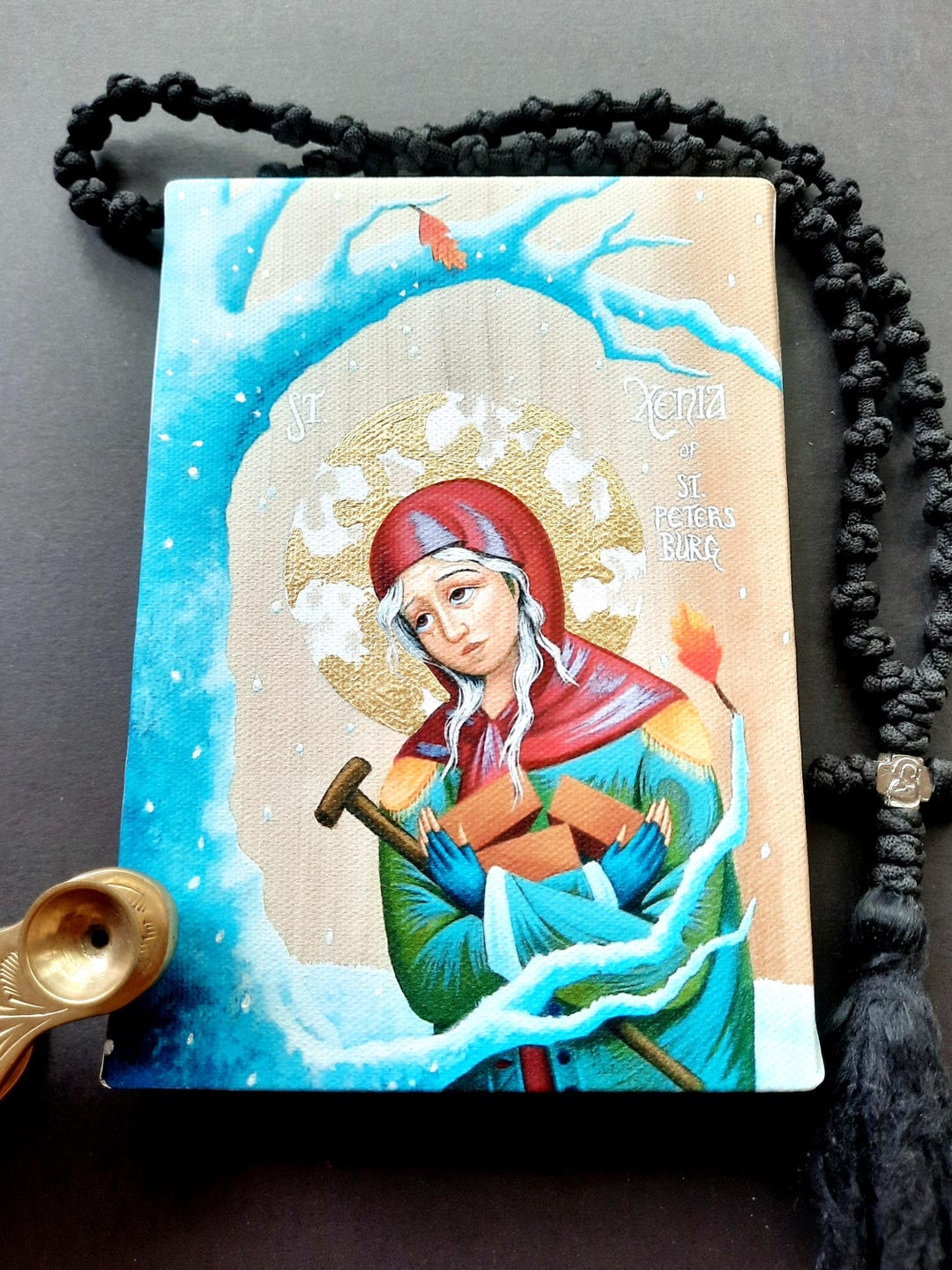 Partly Hand-painted/gilded Canvas Icon Print of Saint Xenia of St ...