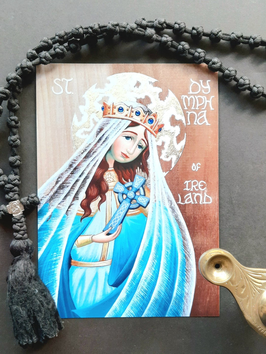 Saint Dymphna of Ireland Icon Print - Modern Ukrainian Styled Orthodox ...
