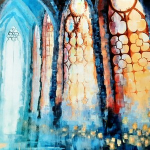 Gothic Cathedral of Dancing Light Art Print - Impressionist Church ...