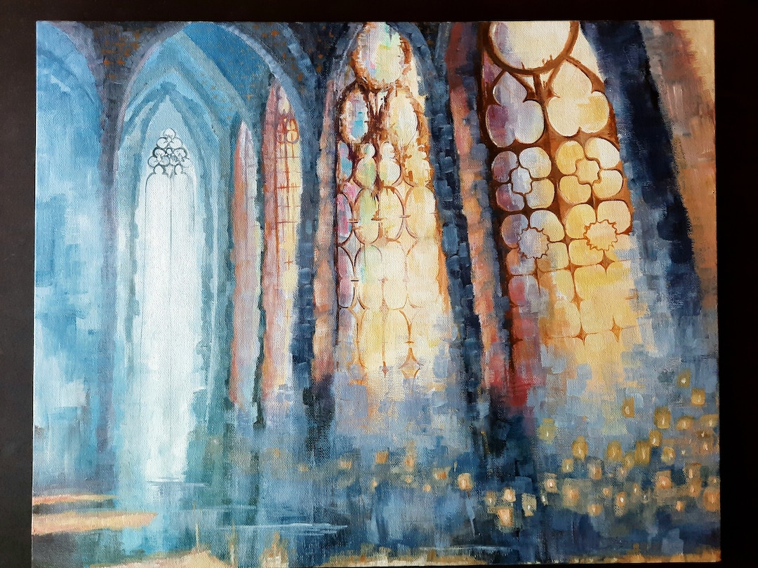 Gothic Cathedral of Dancing Light Original Painting - Impressionist ...