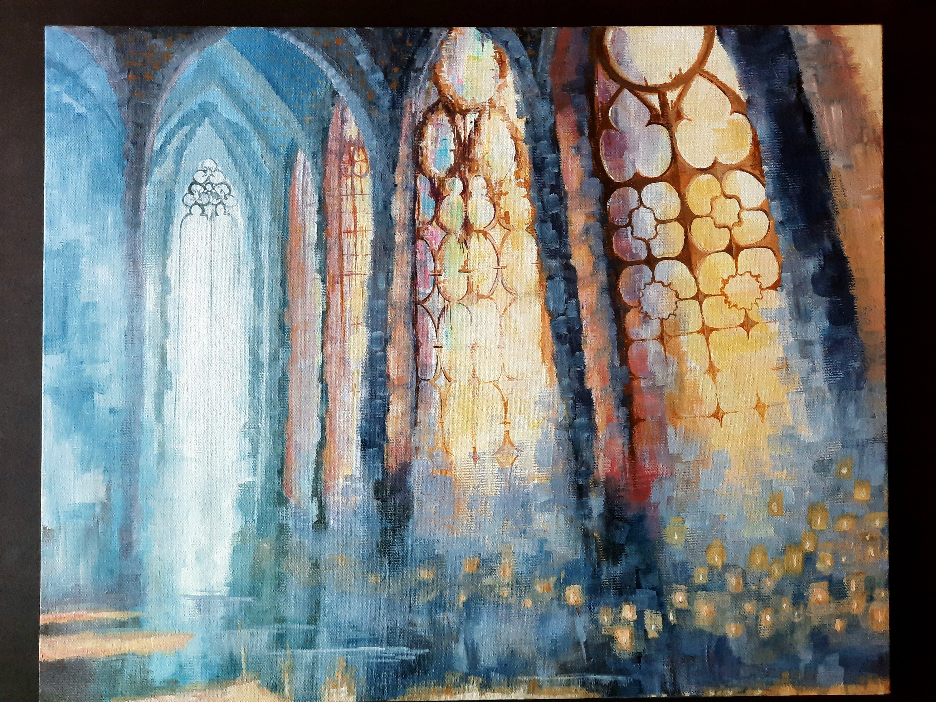 Gothic Cathedral of Dancing Light Original Painting Impressionist ...