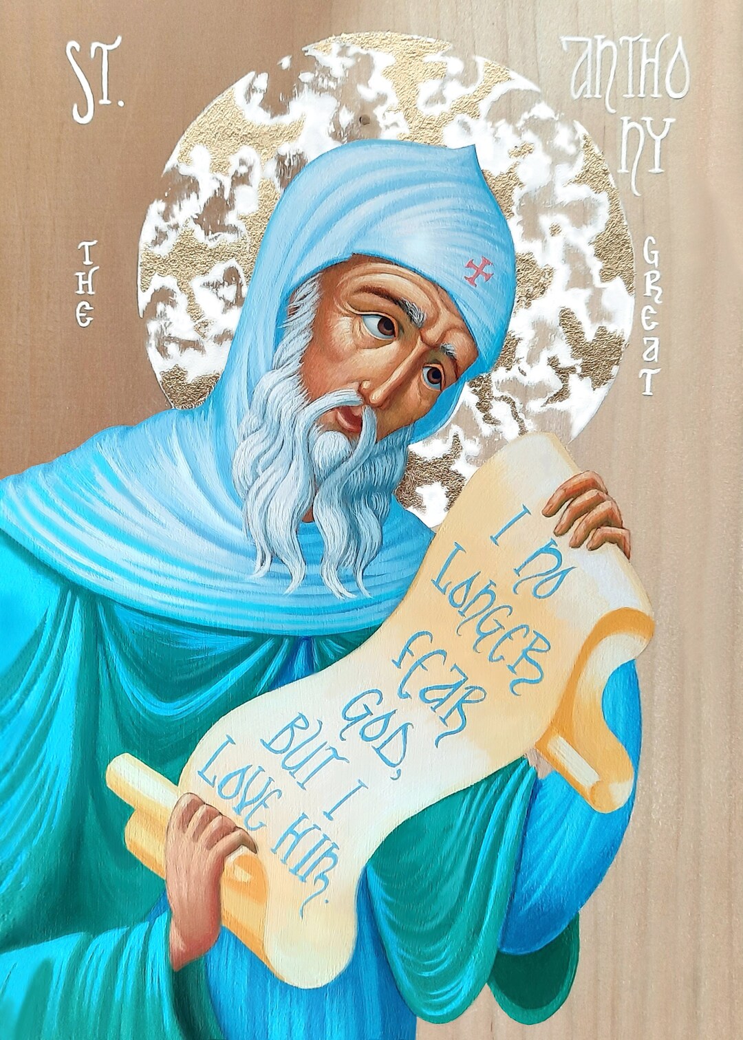 Partly Hand-painted/gilded St Anthony the Great Icon Canvas Print - Etsy