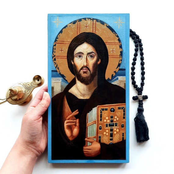 Hand-painted Icon of Christ Pantocrator of Mount Sinai | Etsy