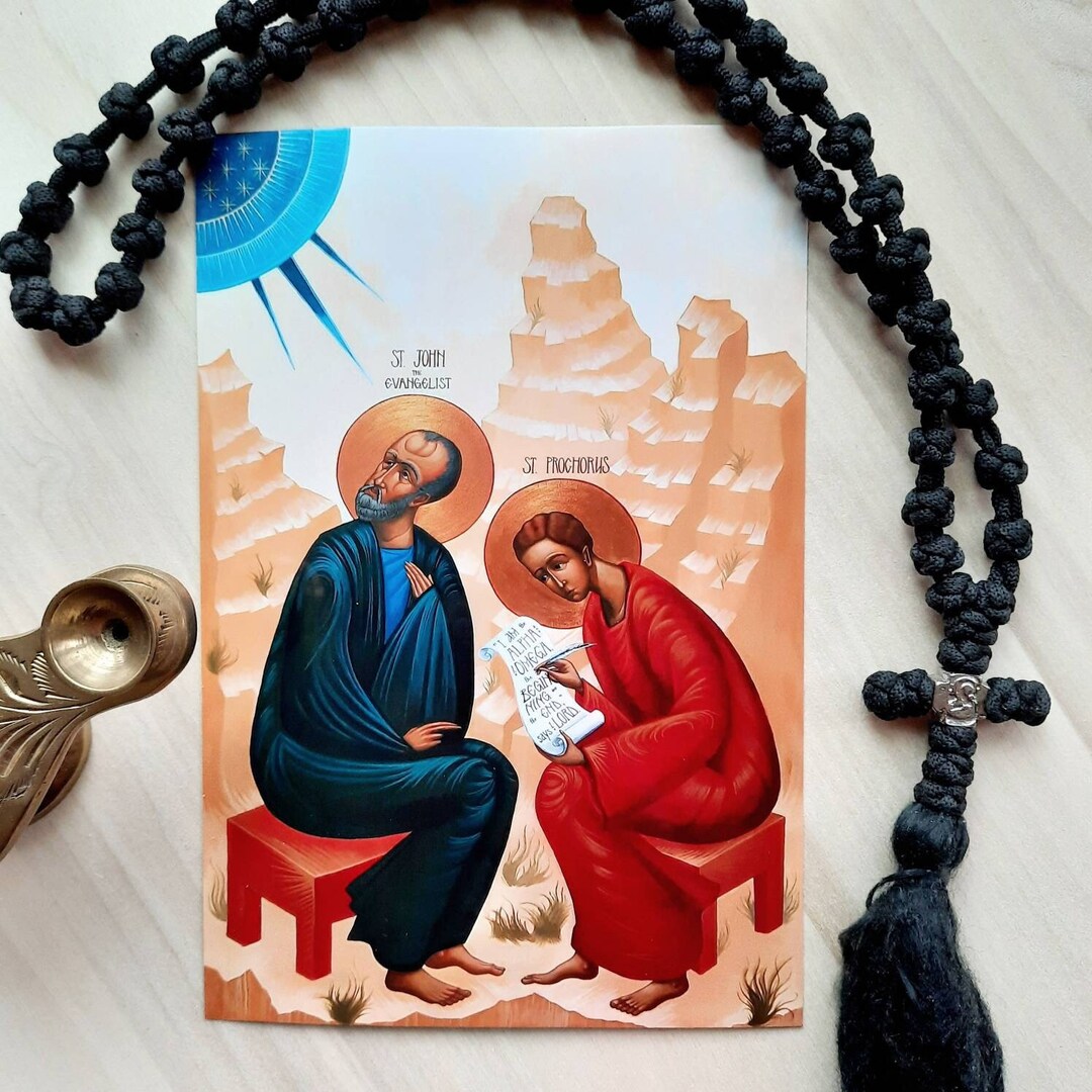 St John the Evangelist and St Prochorus Icon Print St John Recieving ...