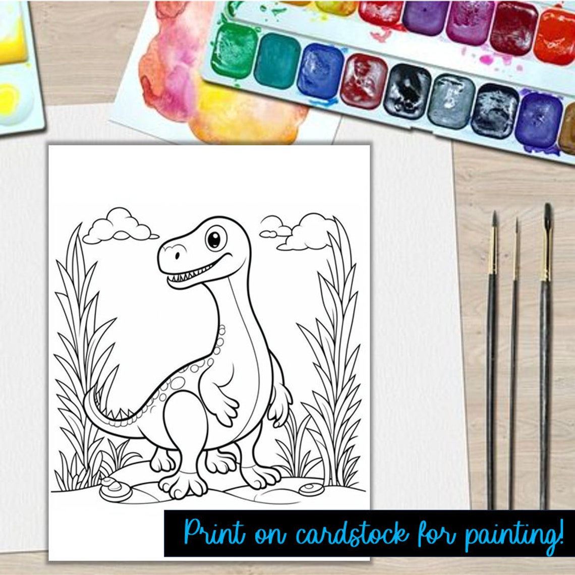Preschool Cute Dinosaur Coloring Pages for Kids, Fun Dinosaurs Coloring ...