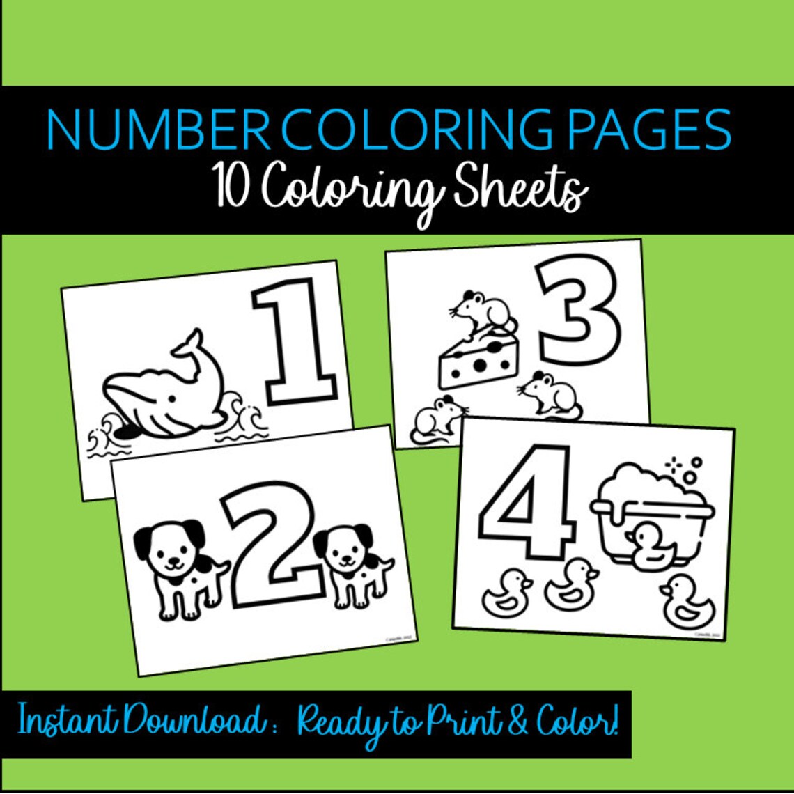 1 - 10 Printable Numbers Coloring Pages, Coloring Page, Preschool ...