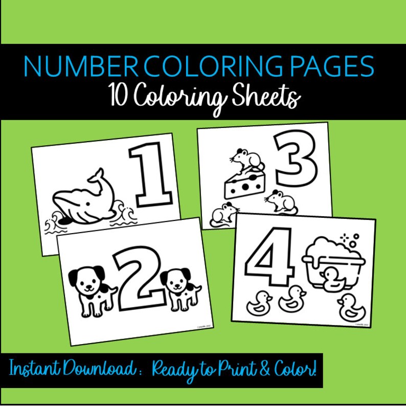 1 - 10 Printable Numbers Coloring Pages, Coloring Page, Preschool ...