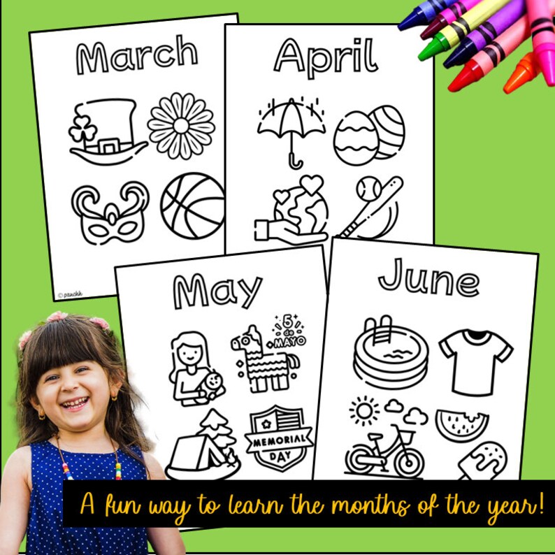 Months of the Year Coloring Pages, Preschool Coloring Pages, Preschool ...