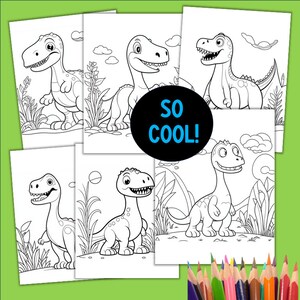 Preschool Cute Dinosaur Coloring Pages for Kids, Fun Dinosaurs Coloring ...