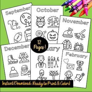 Months of the Year Coloring Pages, Preschool Coloring Pages, Preschool ...
