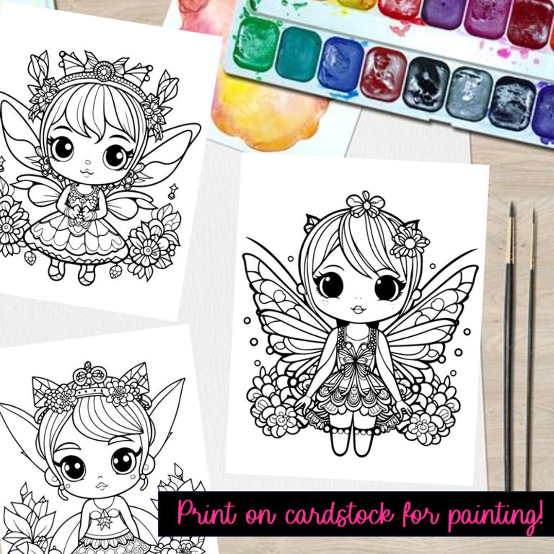 Cute Kawaii Coloring Pages, Kids Fairy Coloring Sheets, Fairy Party ...