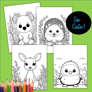 Printable Kawaii Safari Woodland Animals Coloring Pages for Kids, Cute ...