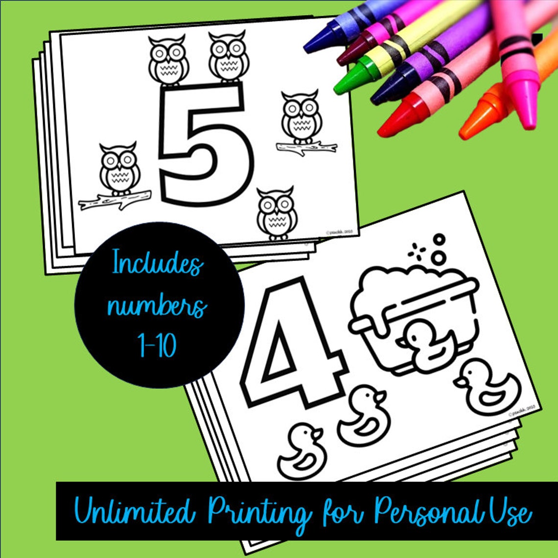 1 - 10 Printable Numbers Coloring Pages, Coloring Page, Preschool ...