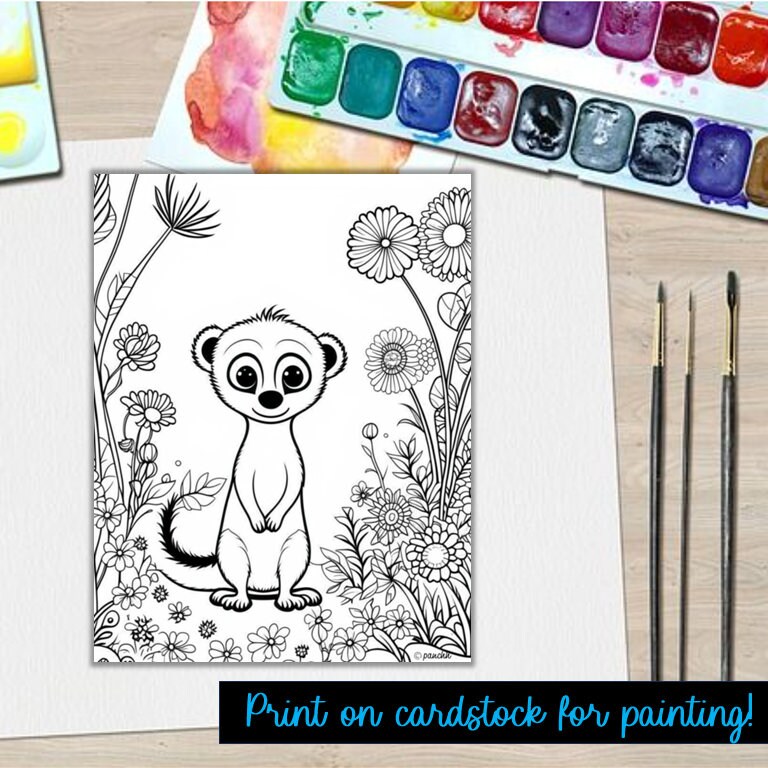 Printable Kawaii Safari Woodland Animals Coloring Pages for Kids, Cute ...