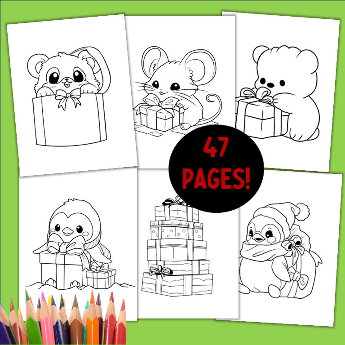 Preschool Christmas Animal Coloring Pages for Kids, Fun Christmas ...