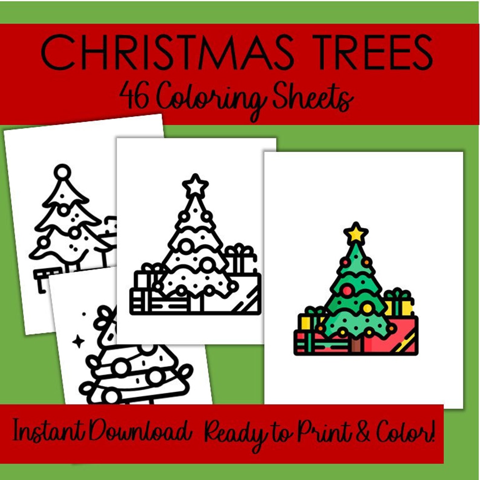 Preschool Christmas Tree Coloring Pages for Kids, Fun Christmas ...