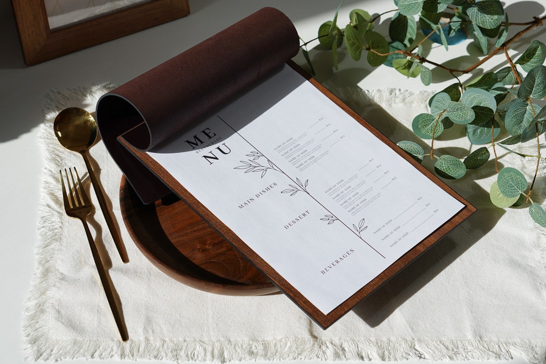 Menu Folder for A4 and US Letter Sheets Elegant Ashwood and - Etsy